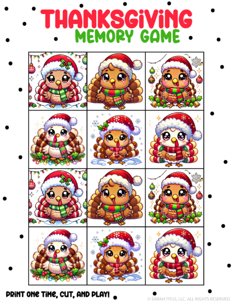 Free Printable Thanksgiving Memory Games - Sarah Titus