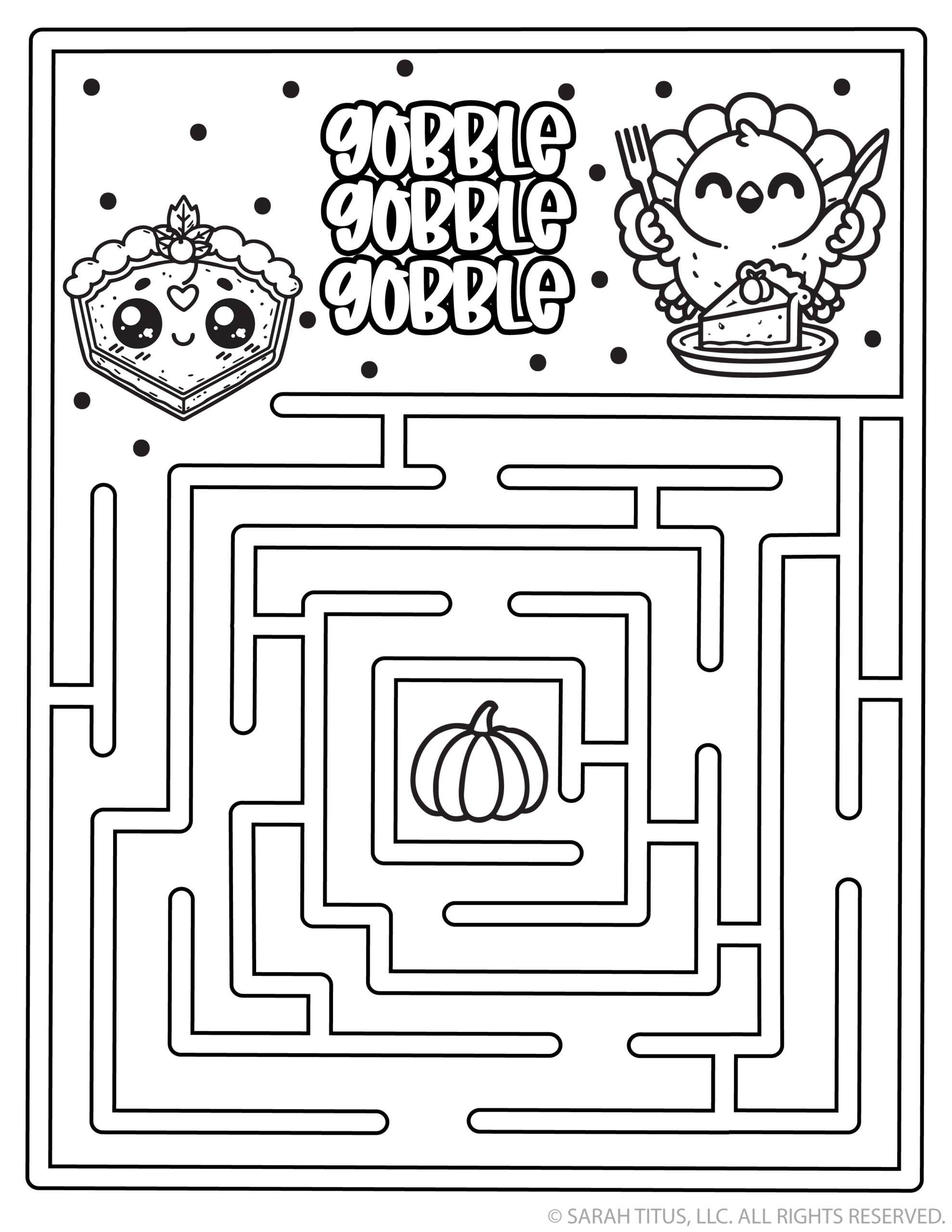 Free Coloring Thanksgiving Mazes - Sarah Titus
