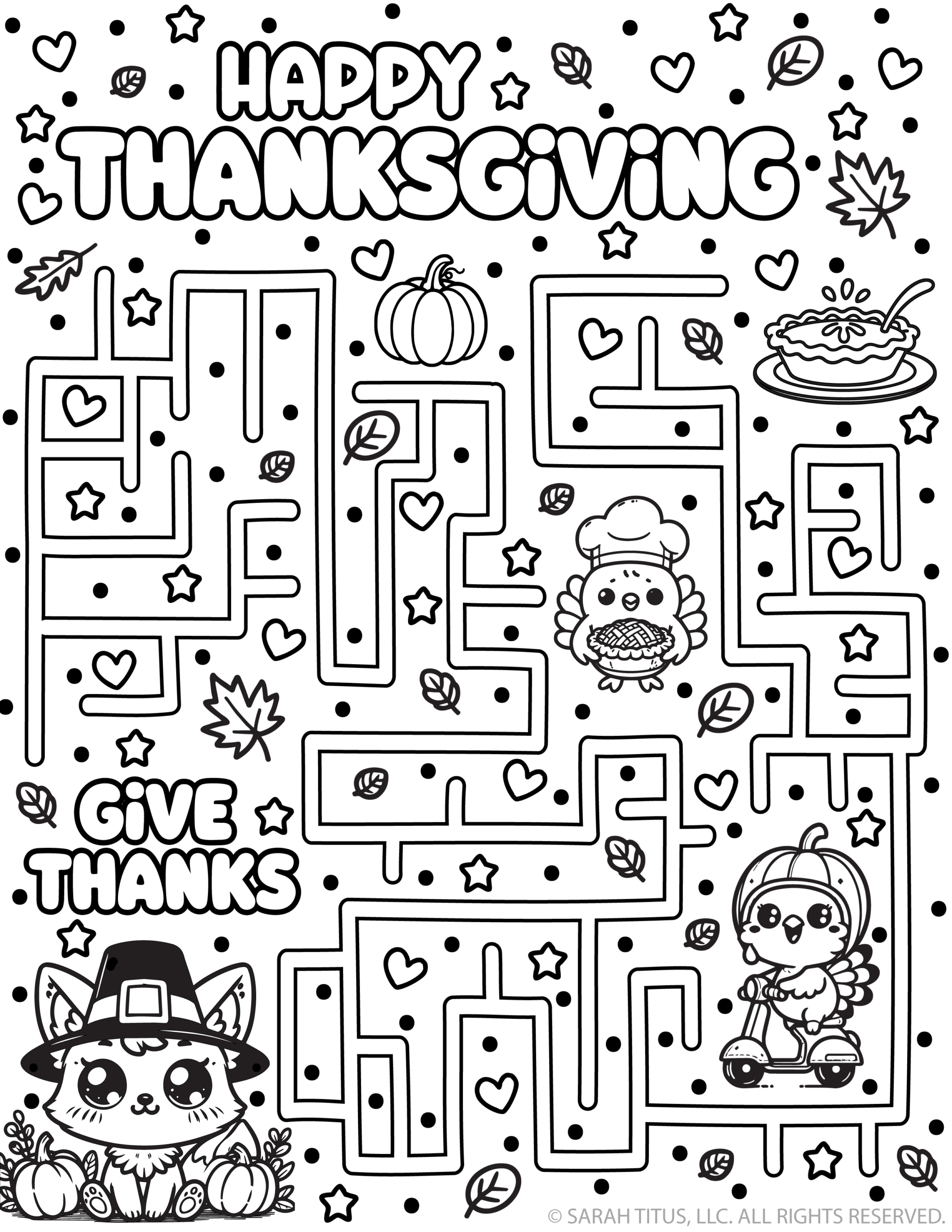 Free Coloring Thanksgiving Mazes - Sarah Titus
