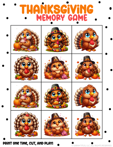 Free Printable Thanksgiving Memory Games - Sarah Titus