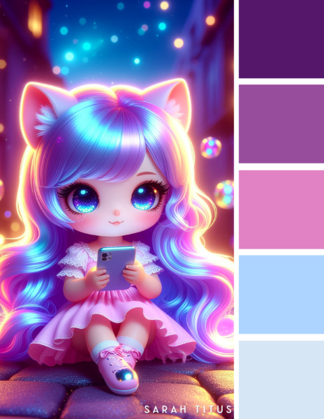 Cute Chibi Girl Dreamy Galaxy Color Palettes - Sarah Titus