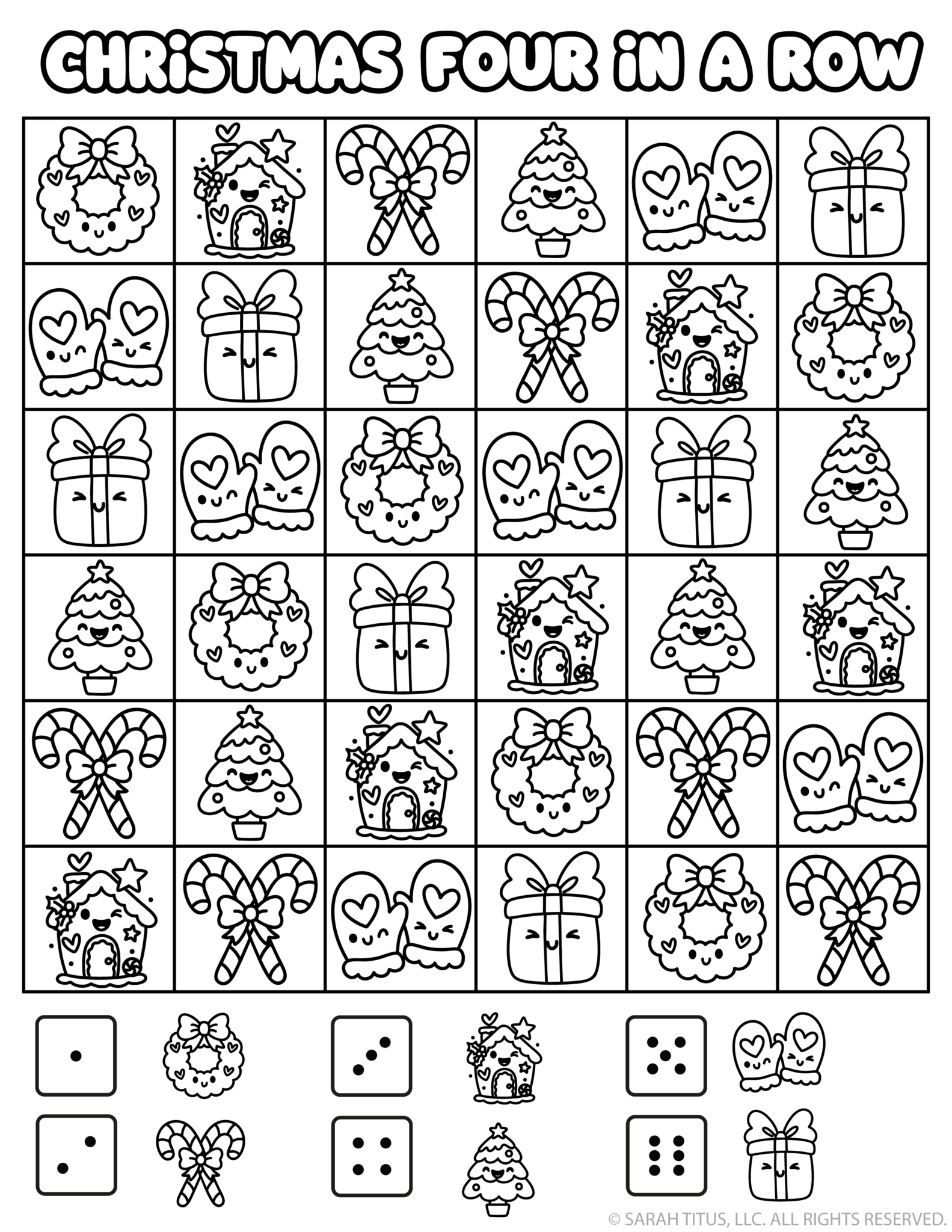 Christmas Four in a Row Game Free Printable (Easy Holiday Fun for Kids ...