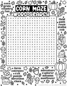 Fall Word Search Printables - Sarah Titus