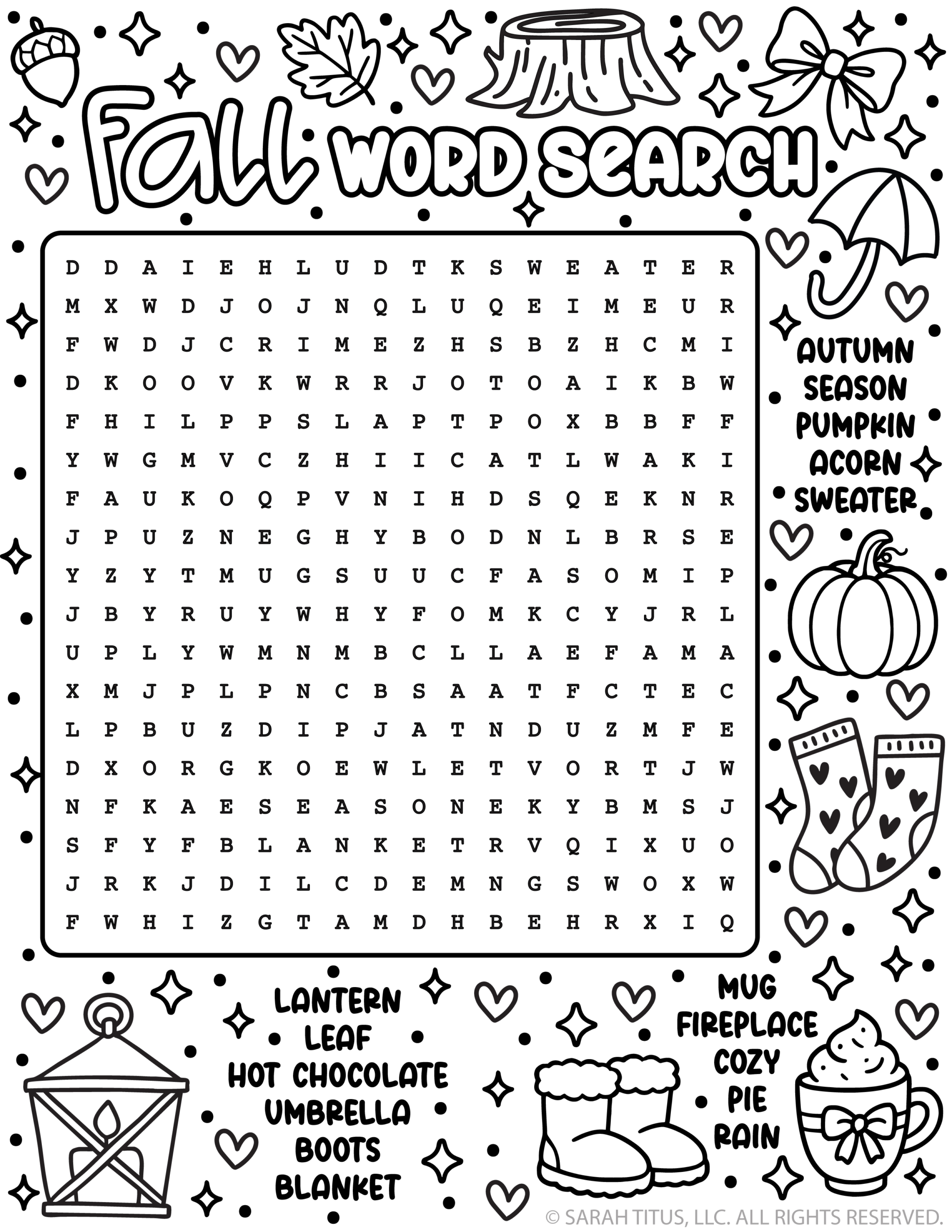 Fall Word Search Printables - Sarah Titus
