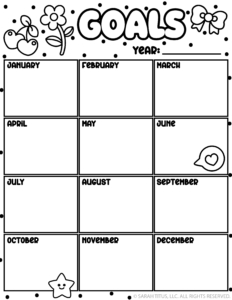 Printable Goals Sheet to Color | Colorable Goals Page For Your Planner ...