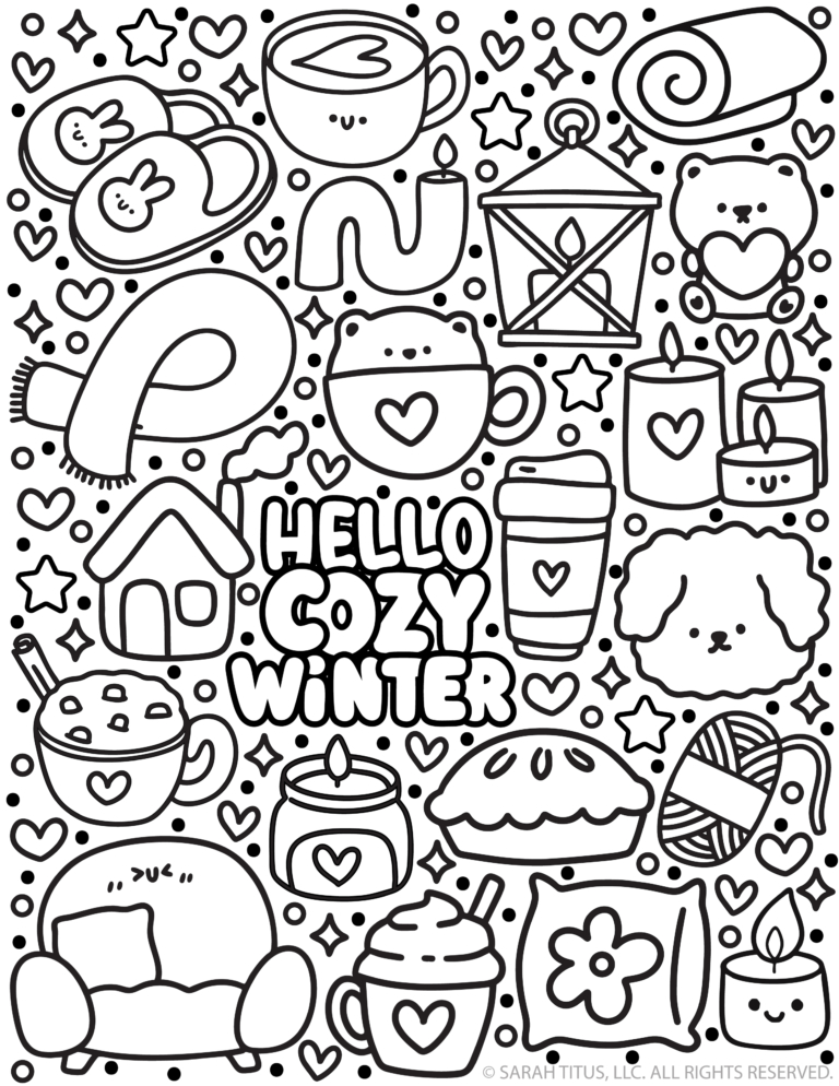 Free Printable Hello Winter Coloring Pages (Cozy Winter Coloring Sheets ...