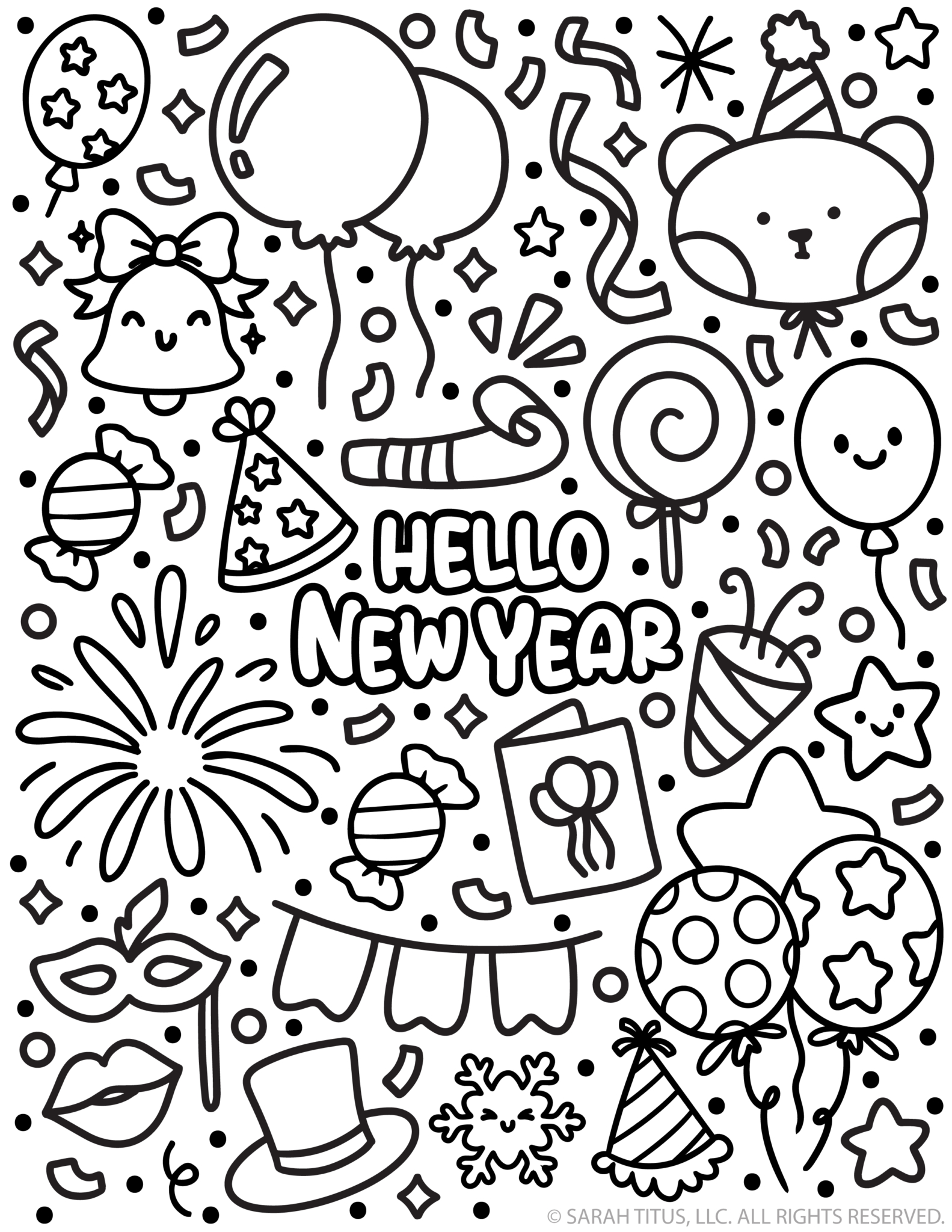 Hello New Year Coloring Page Free Printables (Fun New Year’s ...