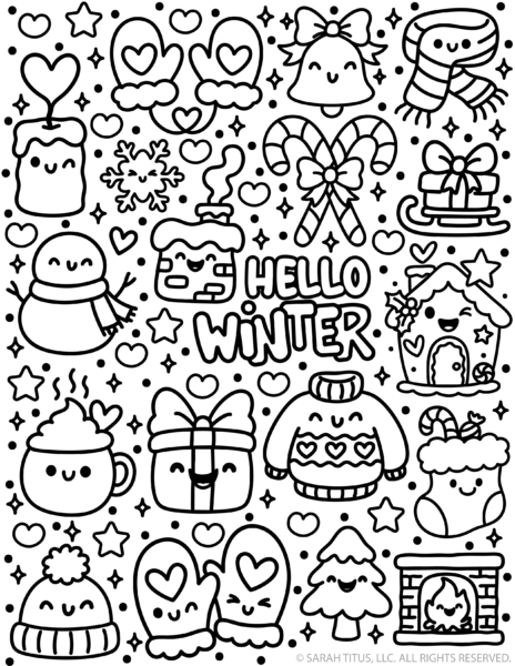 Free Printable Hello Winter Coloring Pages (Cozy Winter Coloring Sheets ...