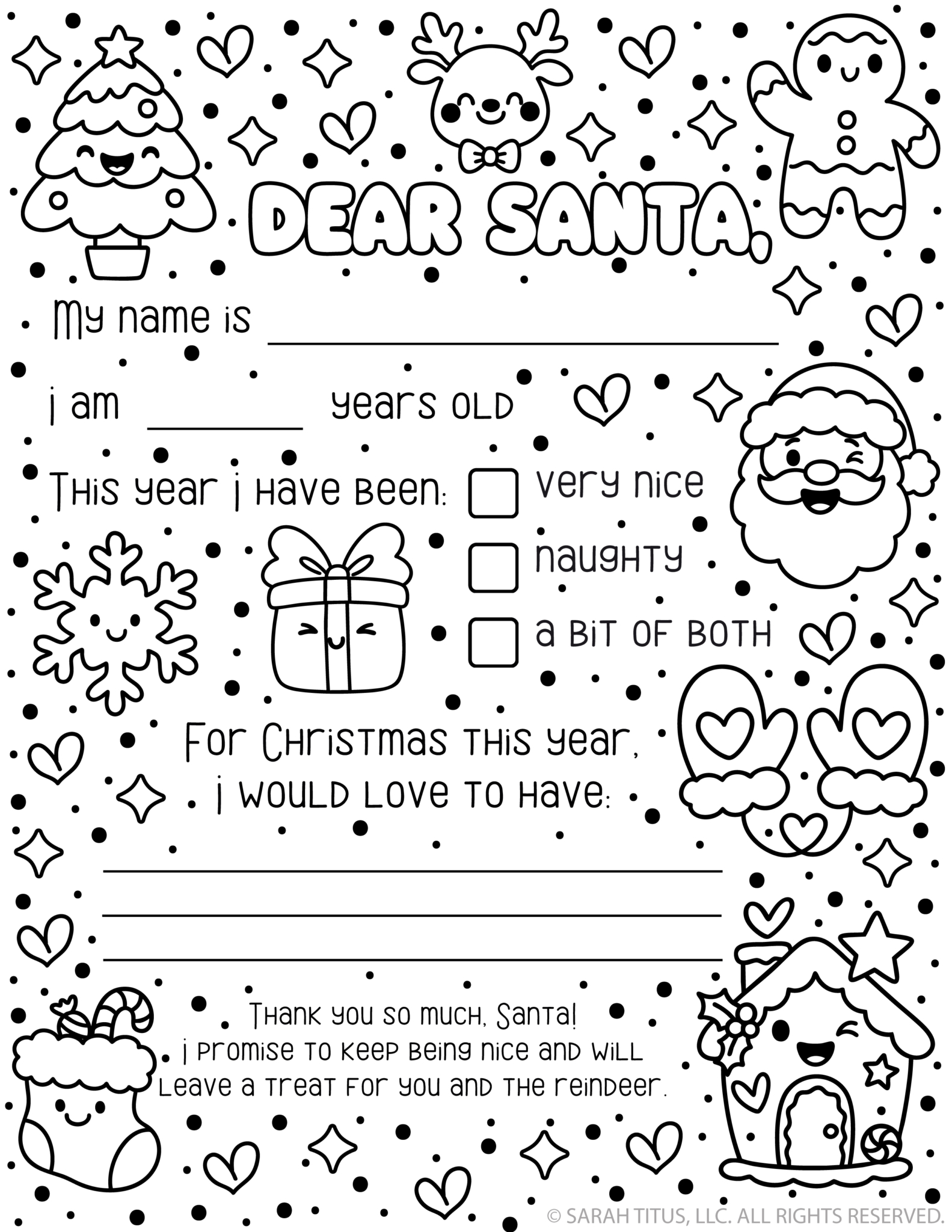 Free Printable Letter to Santa Templates - Sarah Titus