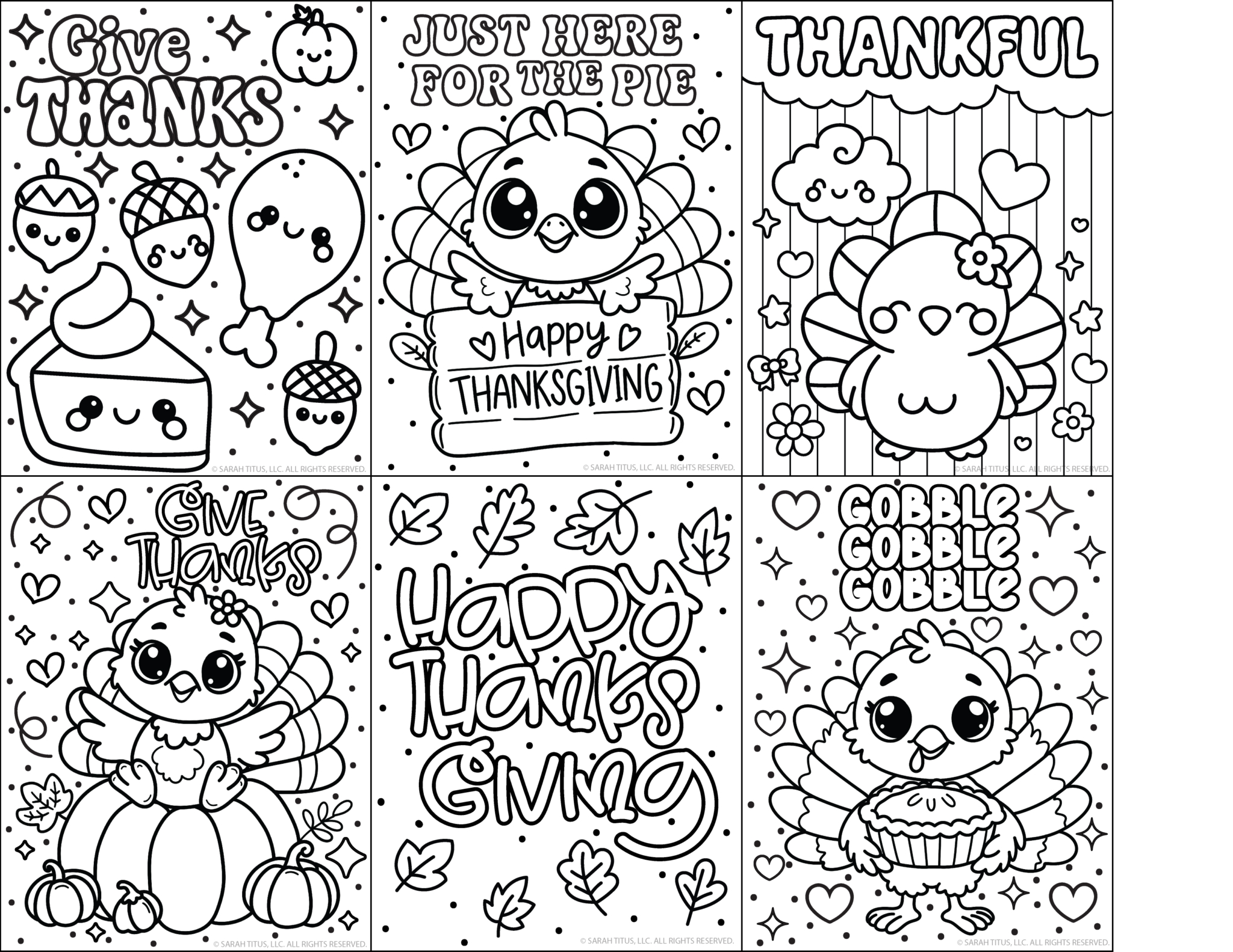 Thanksgiving Coloring Cards Free Printable | Cute Turkey Thank You ...