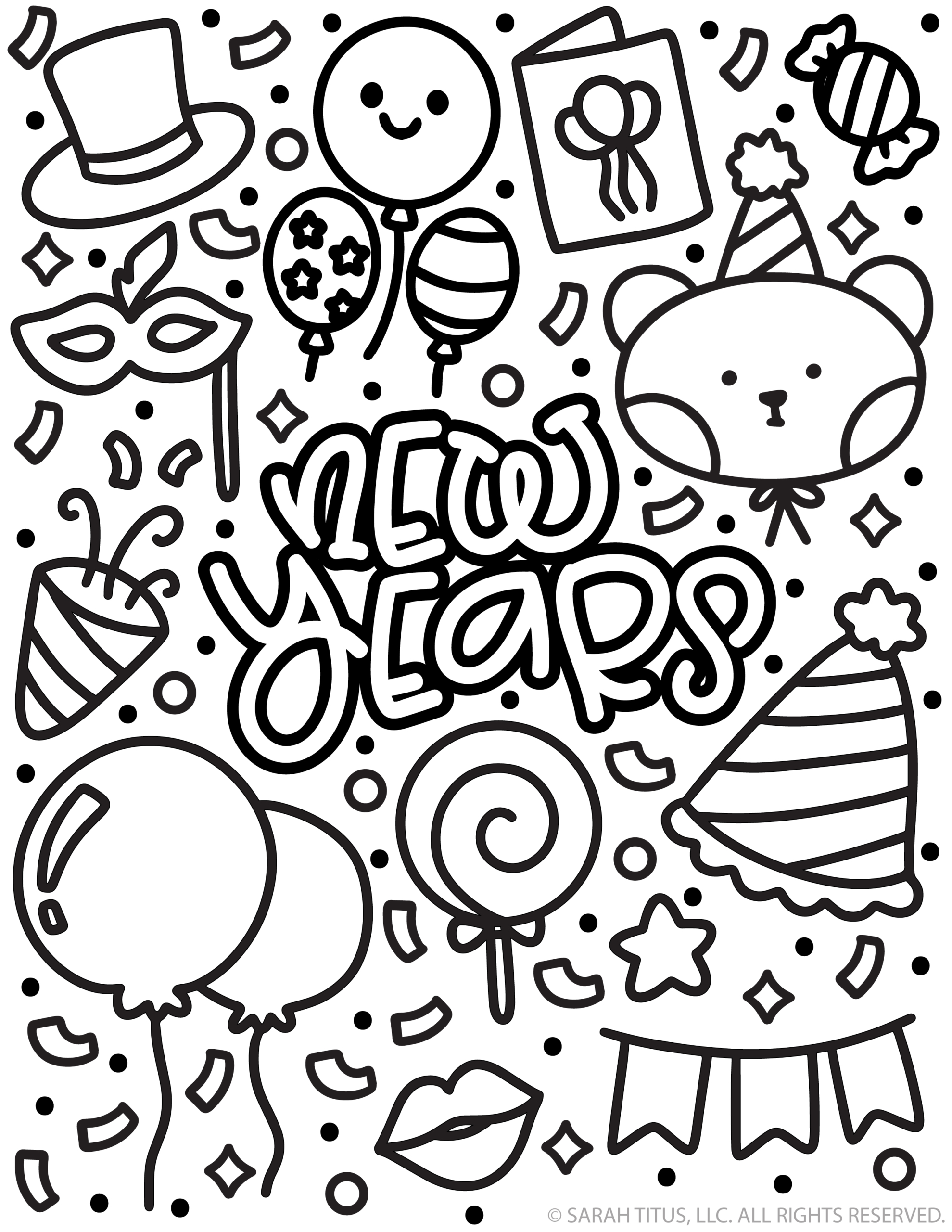 Coloring New Year's Daily Planner Printables - Sarah Titus