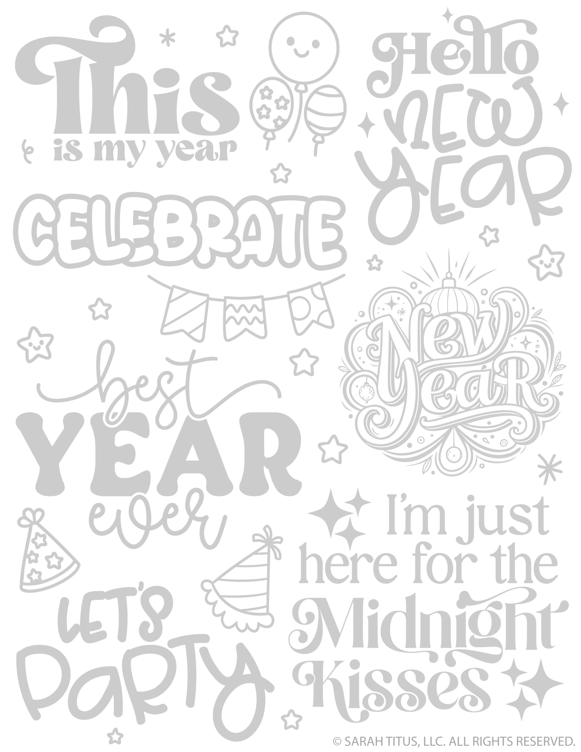 Coloring New Year's Daily Planner Printables - Sarah Titus