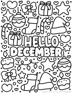 Hello December Coloring Page Free Printable Cute Christmas Doodles for ...