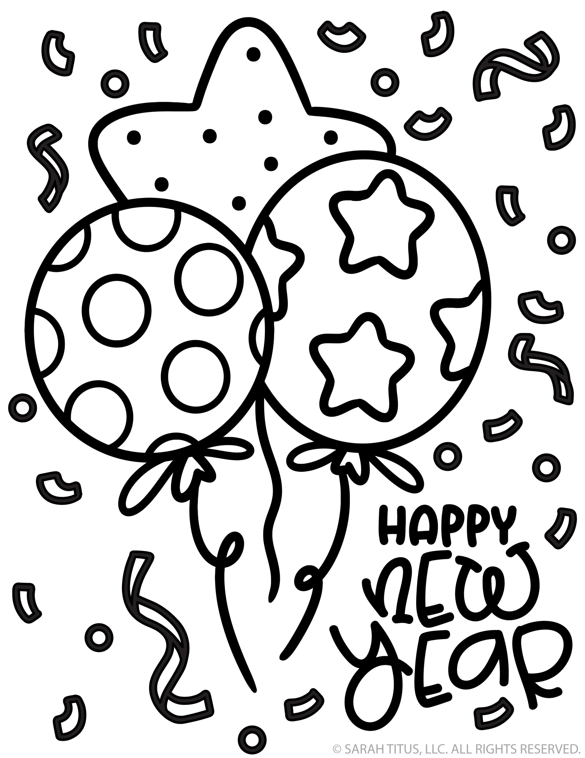 Free New Year's Coloring Pages (Cute Party Printables) - Sarah Titus