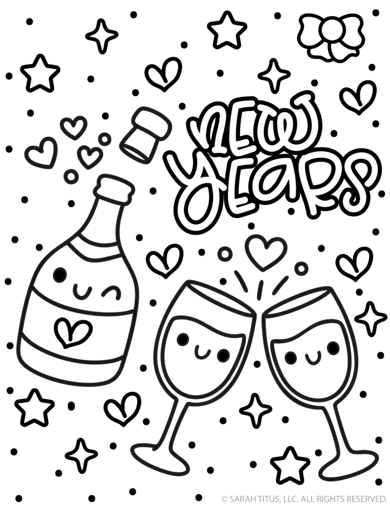Free New Year's Coloring Pages (Cute Party Printables) - Sarah Titus