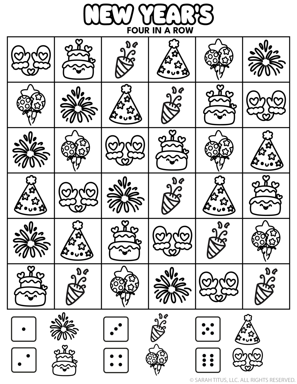 New Year’s Four in a Row Game Free Printable for Kids - Sarah Titus