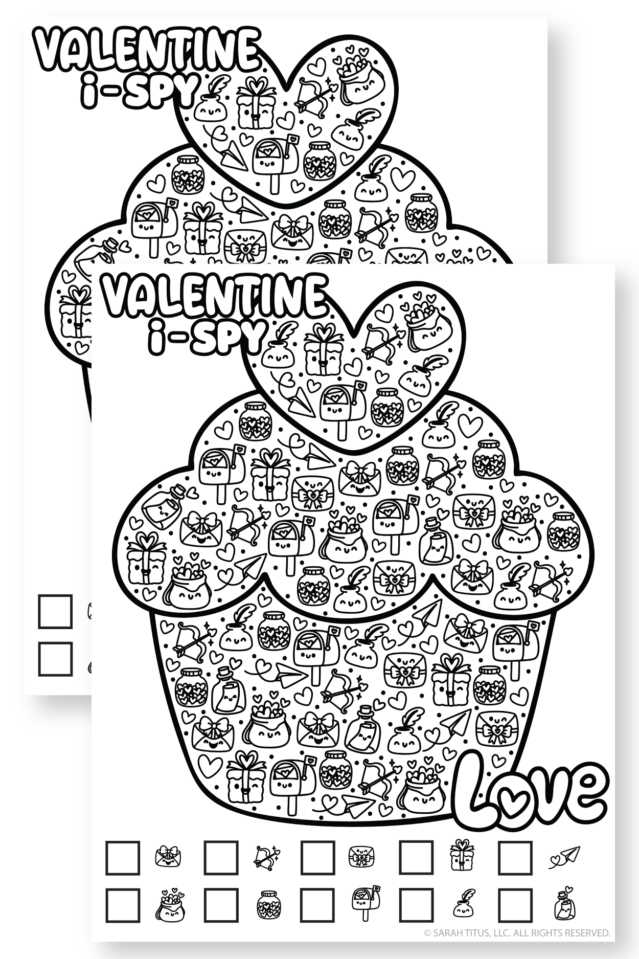 Cute Kawaii Valentine's Day I-Spy Game Free Printable - Sarah Titus