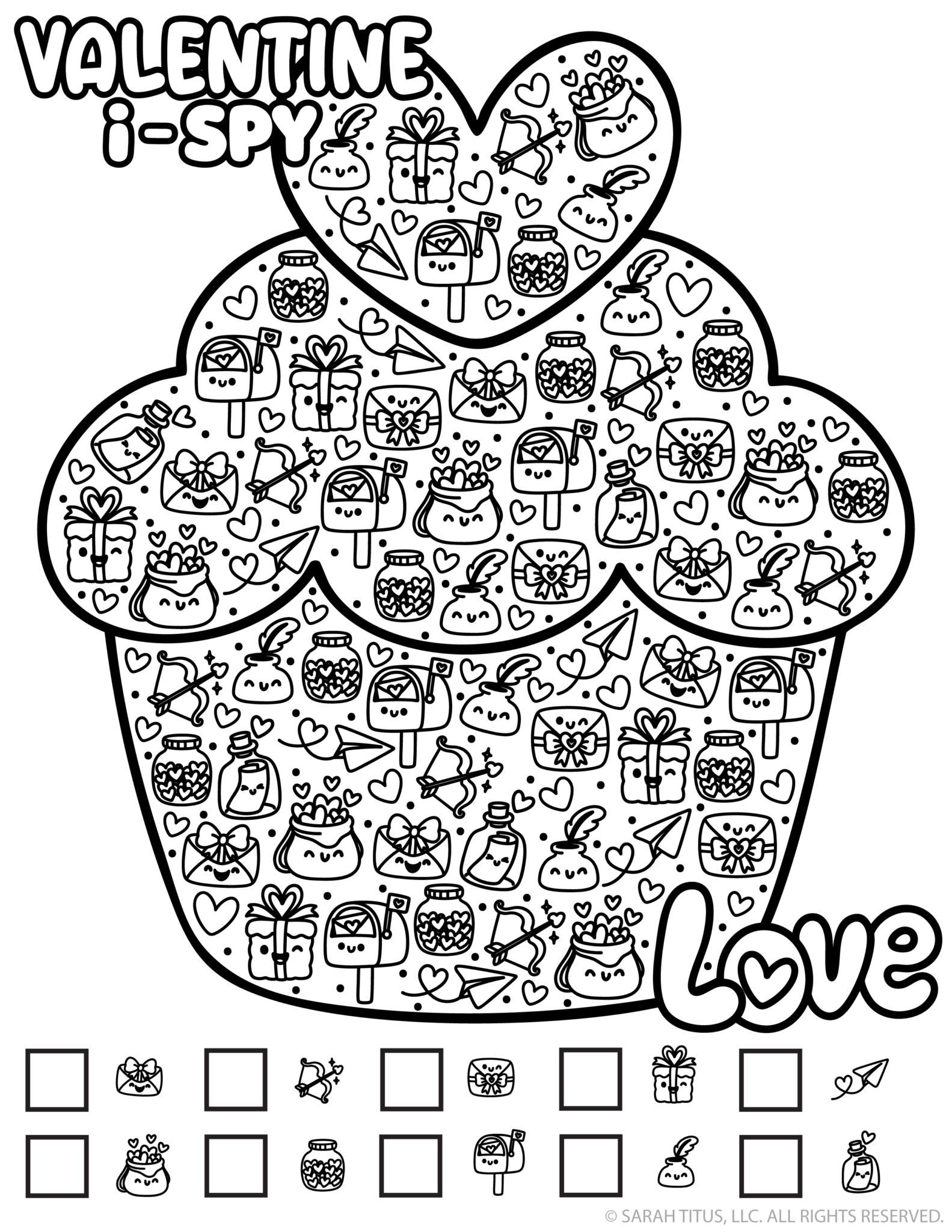 Cute Kawaii Valentine's Day I-Spy Game Free Printable - Sarah Titus