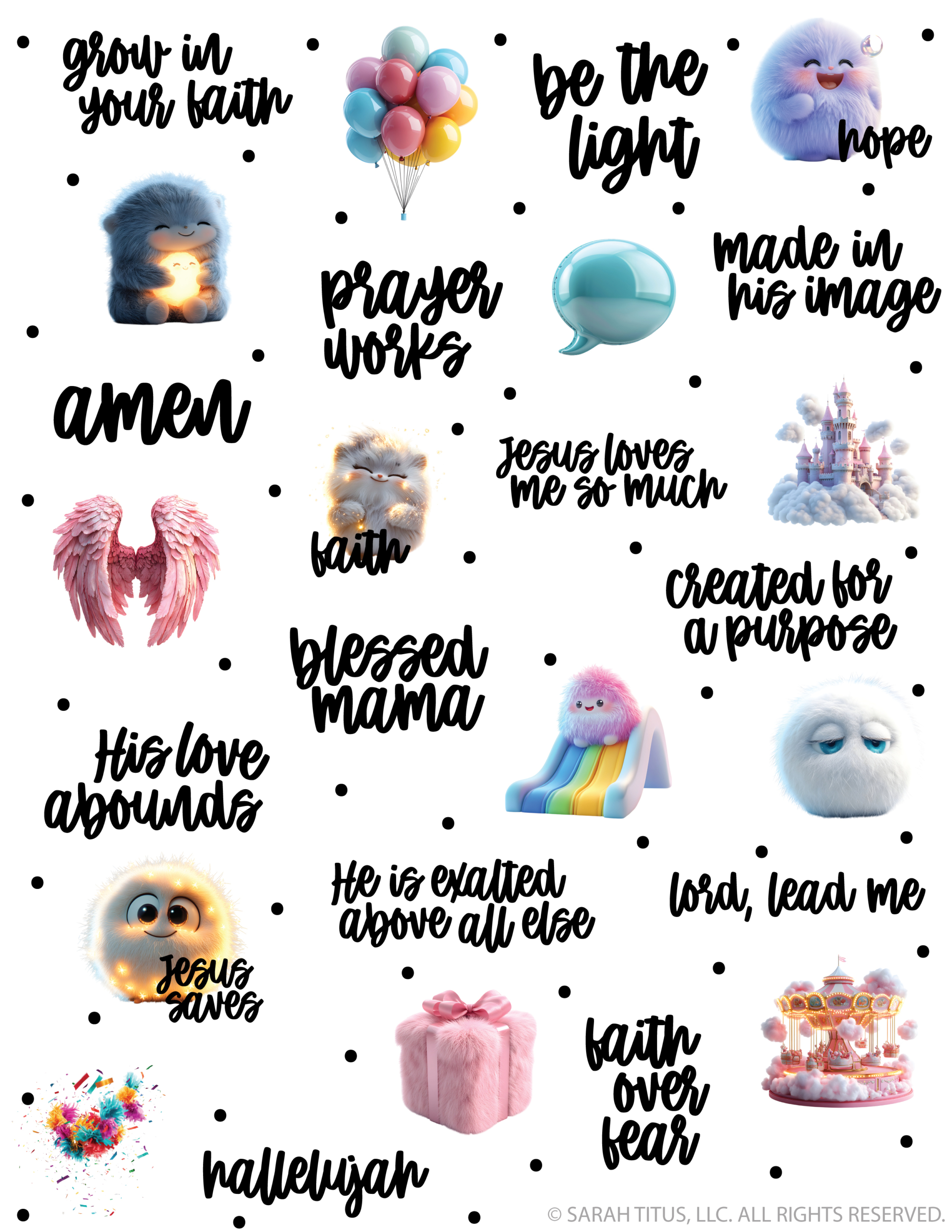 Blessed Mama Cute Kawaii Christian Sticker Sheet (PDF + Digital ...