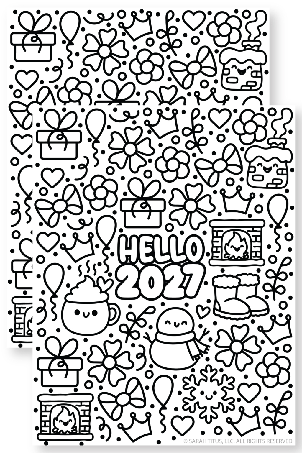 Hello January Coloring Page Free Printable Cute Winter Doodles - Sarah ...