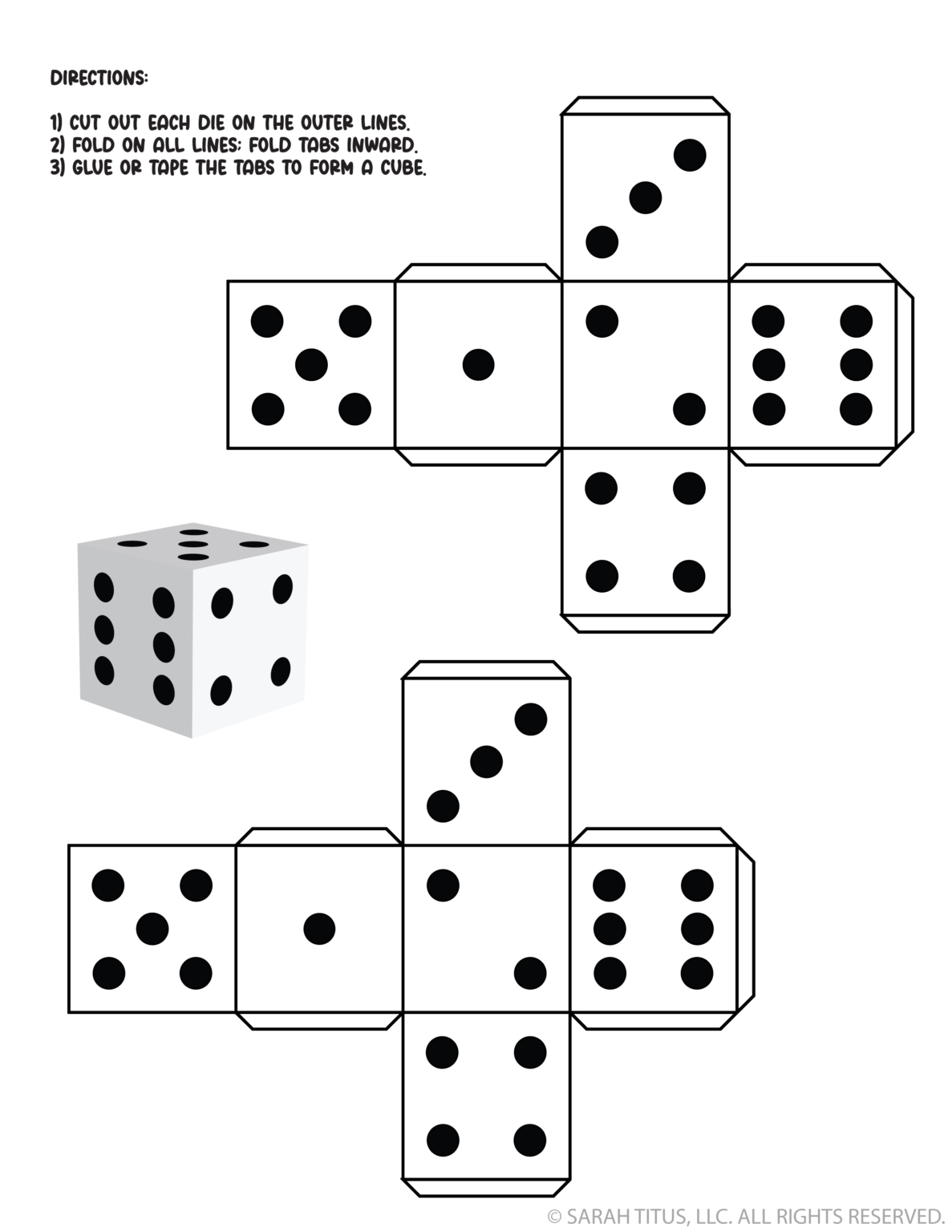 Free Printable Dice Template (Easy Fold-and-Play Paper Dice for Games ...