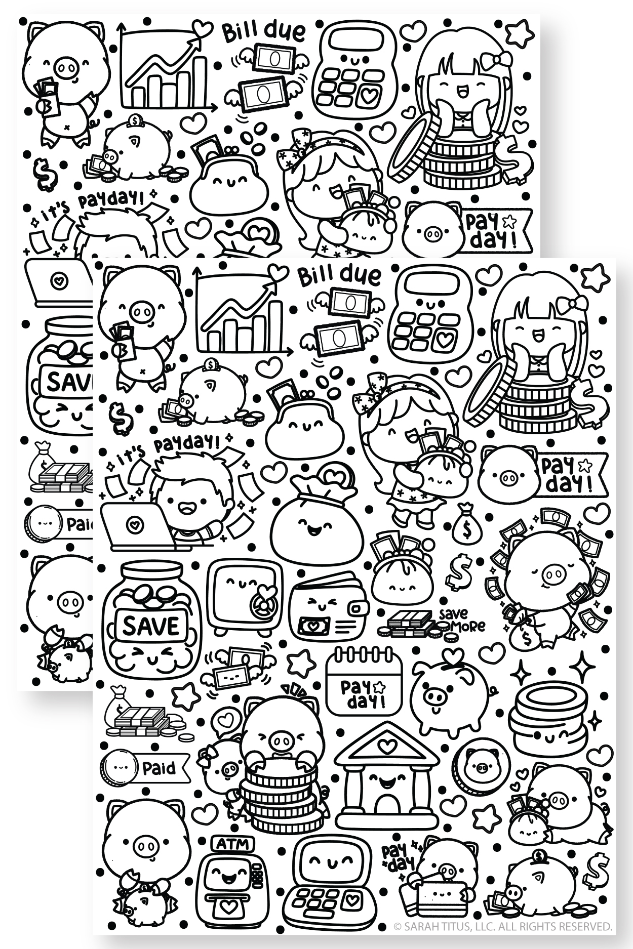 Free Printable Cute Kawaii Money Stickers (Payday And Savings Sticker ...