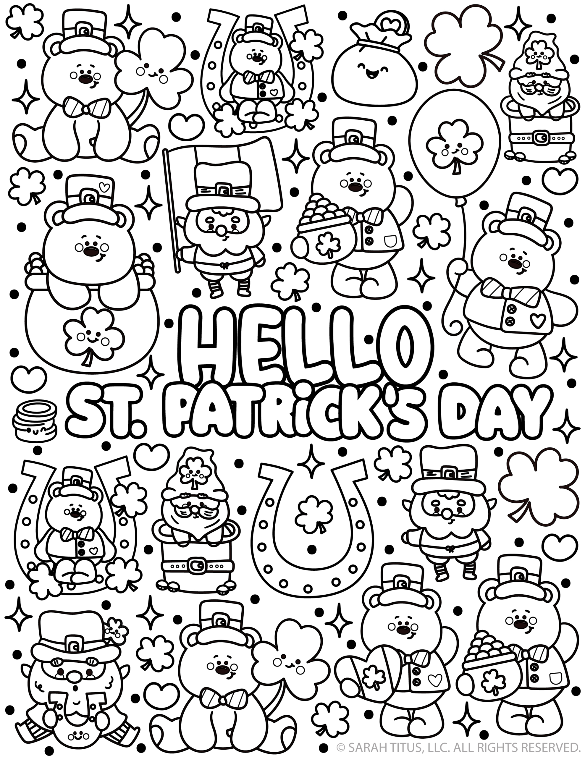Free Printable Hello St. Patrick’s Day Coloring Page (Cute Kawaii ...