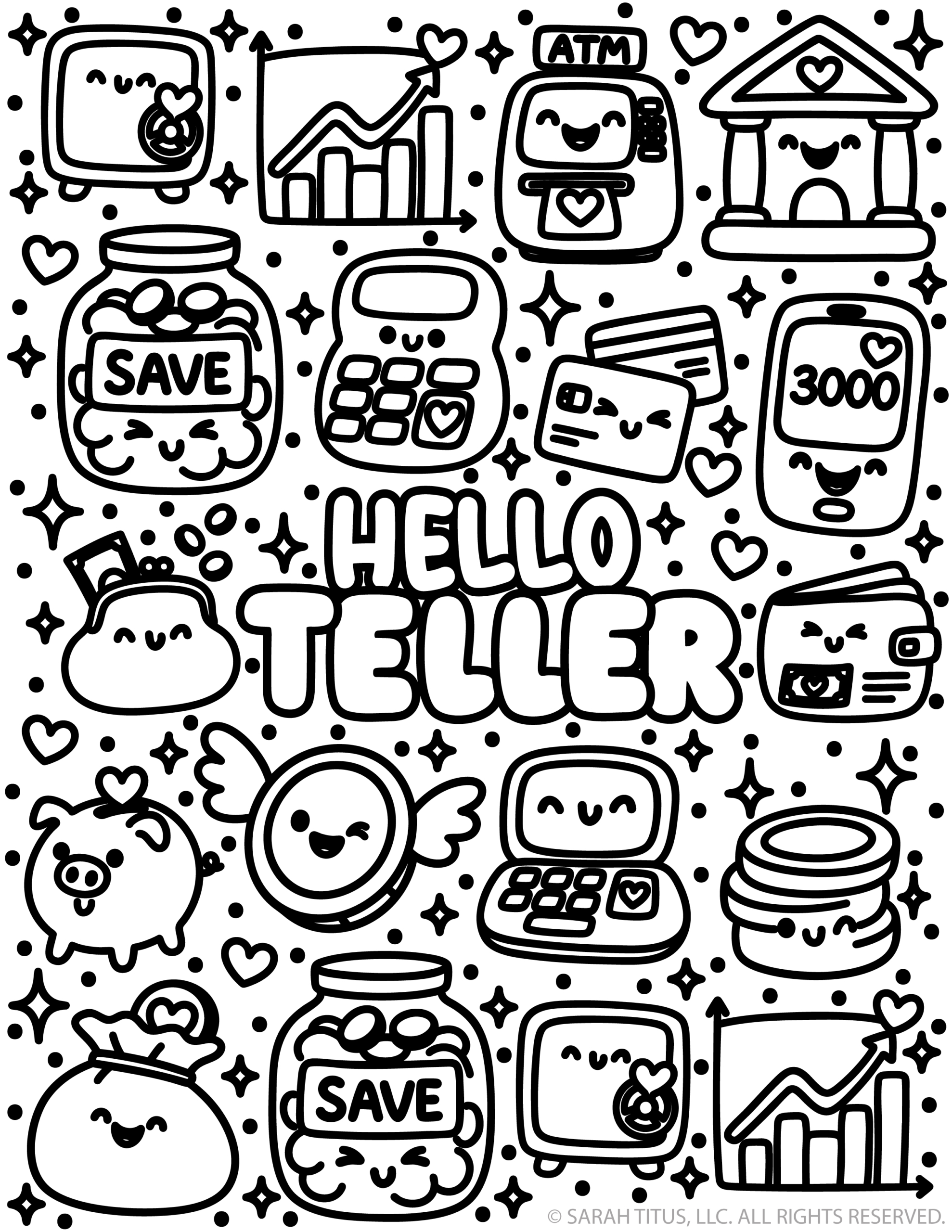Credit Union Coloring Pages (Free Printable Cute Bank Teller & Savings ...