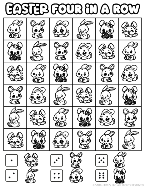 Free Printable Easter Four In A Row Game (Baby Bunny & Baby Chick Roll ...