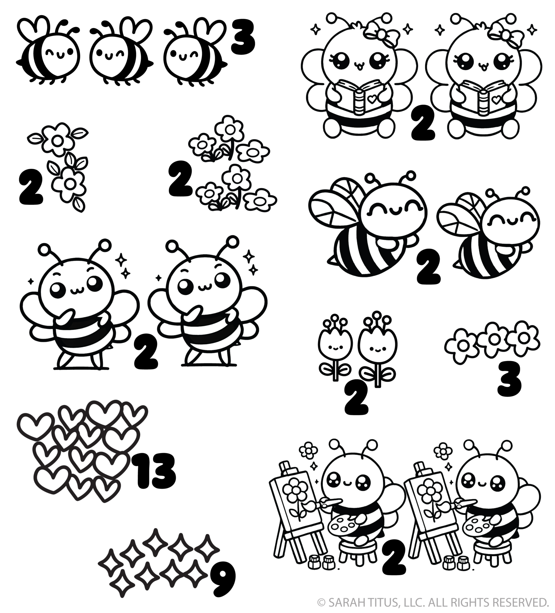 Free Printable Hello Busy Bee Coloring Page (Cute Bee Doodles Kids Will ...