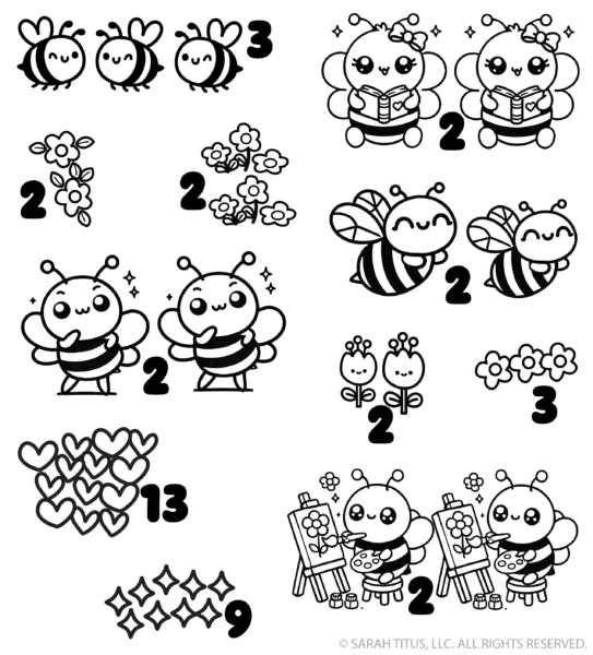 Free Printable Hello Busy Bee Coloring Page (Cute Bee Doodles Kids Will ...