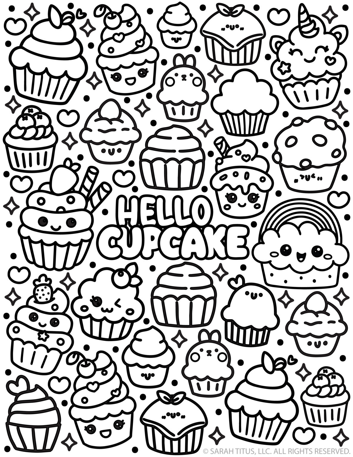 Hello Kawaii Food Coloring Pages (Cute Snacks, Drinks, Fruit, Veggies ...