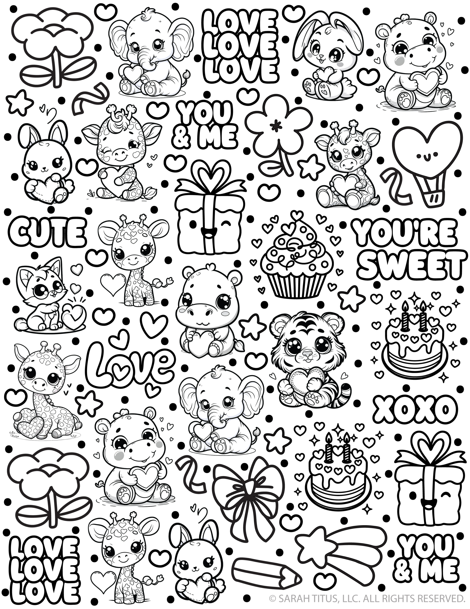 120+ Free Printable Love Stickers (Cute Coloring Kawaii Planner Sticker ...