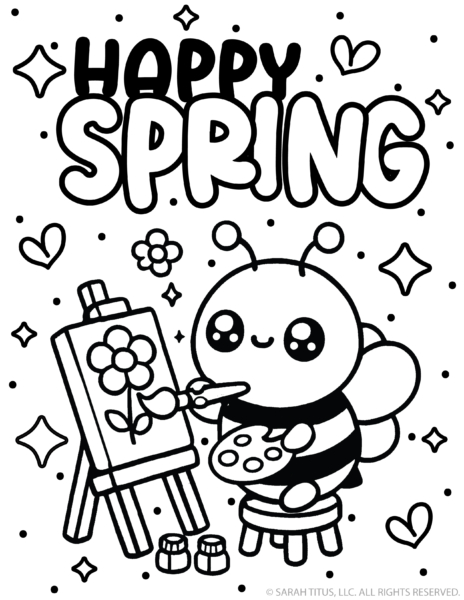 Free Printable Spring Coloring Pages (Cute Kawaii Designs for Kids and ...