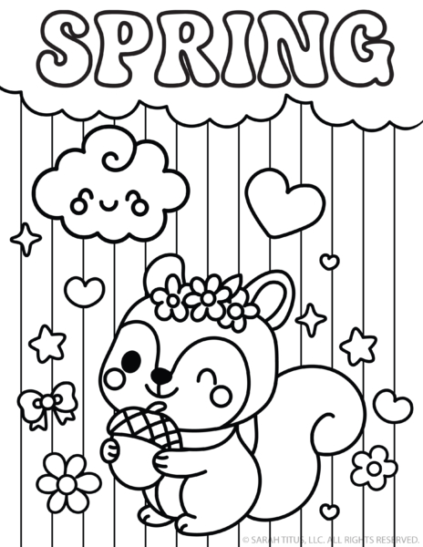 Free Printable Spring Coloring Pages (Cute Kawaii Designs for Kids and ...