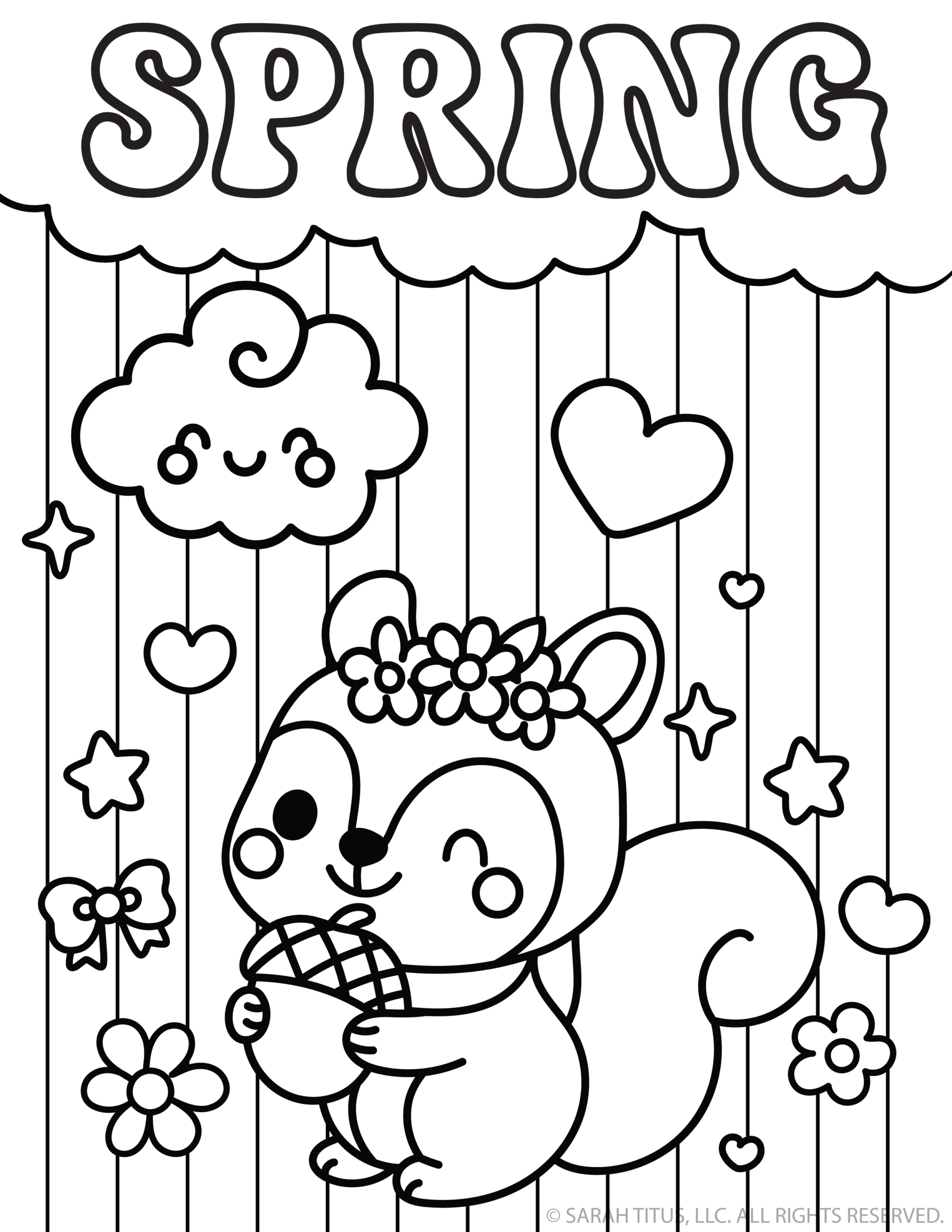 Free Printable Spring Coloring Pages (Cute Kawaii Designs for Kids and ...