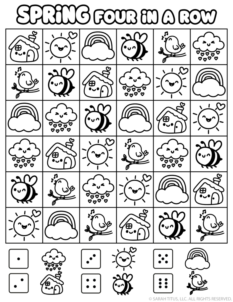 Free Printable Spring Four in a Row Game (Super Cute Indoor Fun for ...