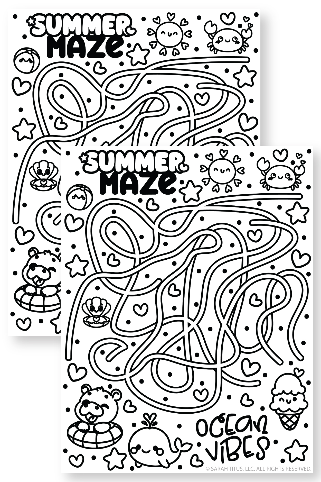 Free Printable Summer Maze (Cute Ocean Vibes Maze Worksheet) - Sarah Titus