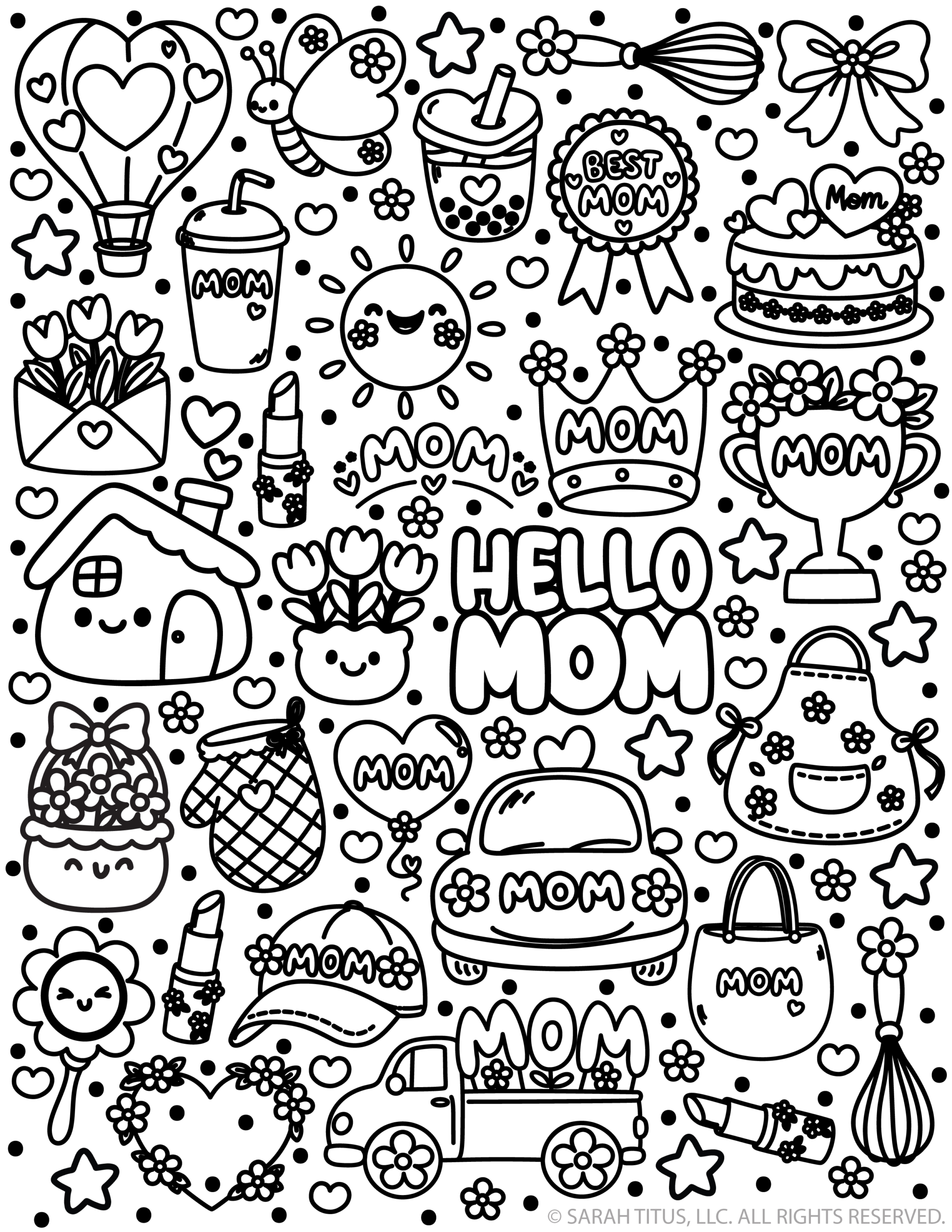 Free Printable Mother’s Day Coloring Pages: Hello Mom & Happy Mother’s ...