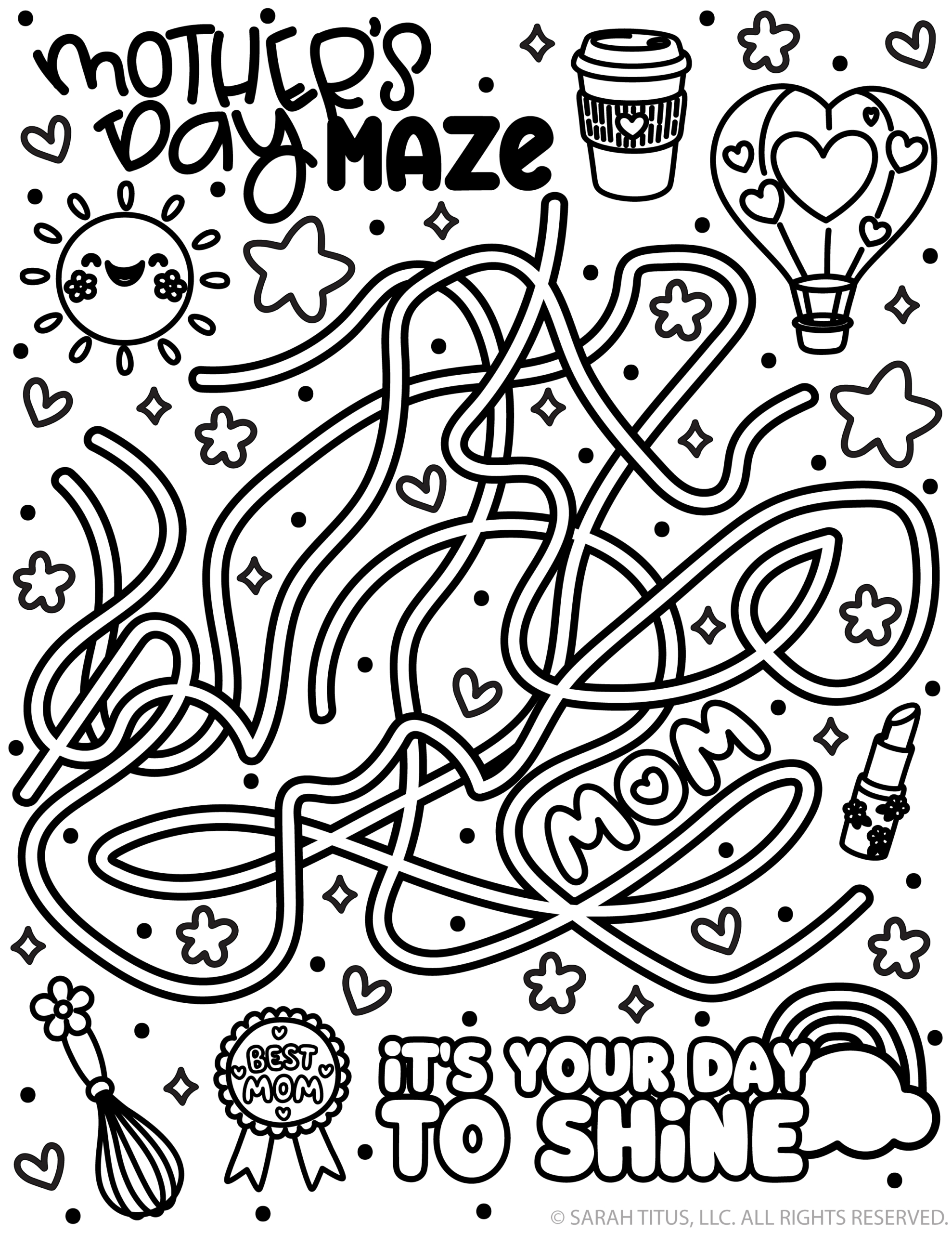 Free Printable Mother’s Day Maze (Cute Kawaii Activity Page For Kids ...