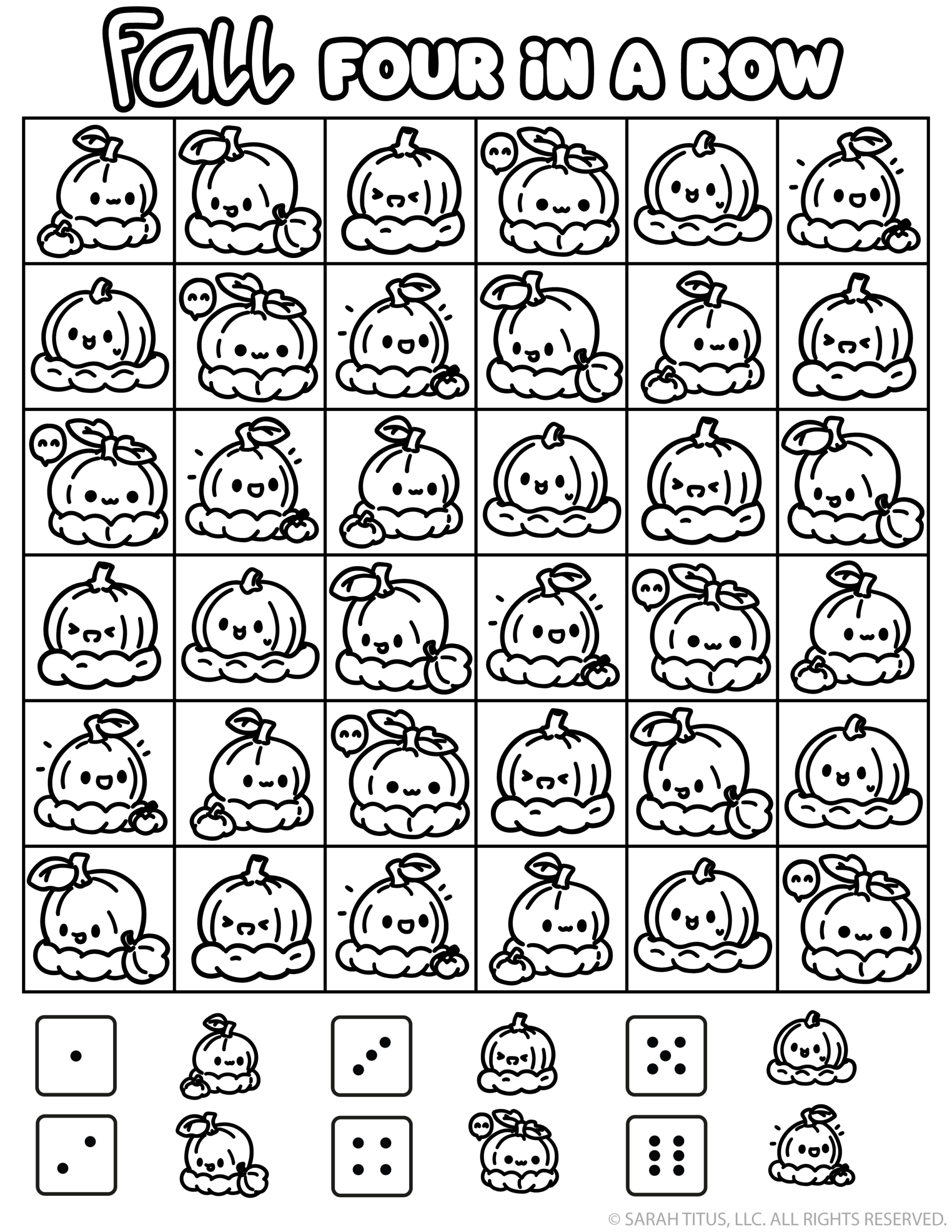Fall Four in a Row Printable Game (Cute Pumpkin Dice Activity) - Sarah ...