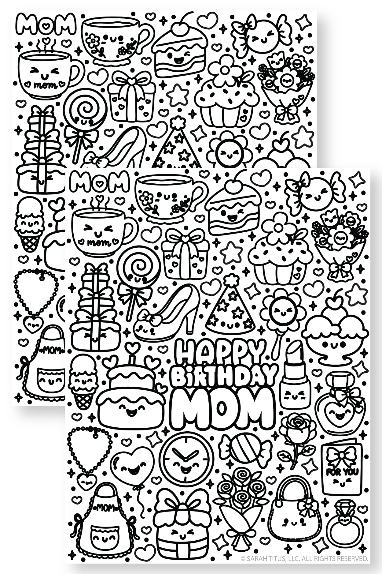 Happy Birthday Mom Coloring Page (Cute Birthday Printable Activity ...