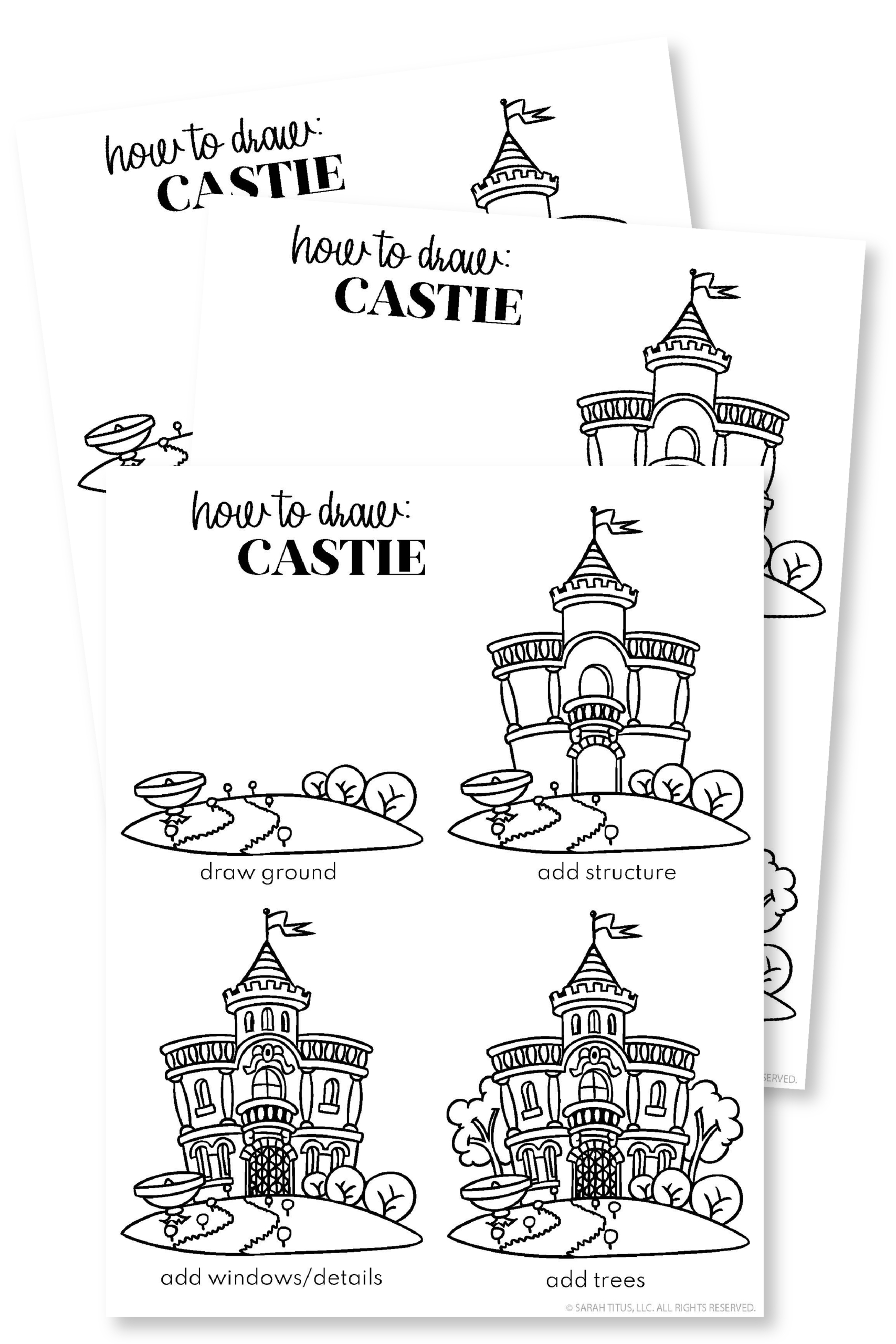 Castle Drawing For Kids Step By Step